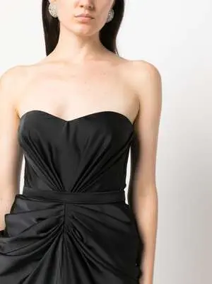 ANA RADU Ruched Strapless Gown - Black