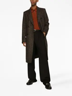 Dolce & Gabbana Double-breasted Herringbone Coat - Brown