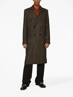 Dolce & Gabbana Double-breasted Herringbone Coat - Brown