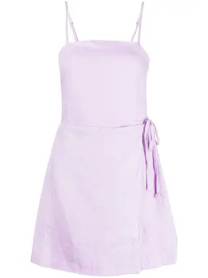 Faithfull The Brand Ilian Linen Wrap Minidress - Purple