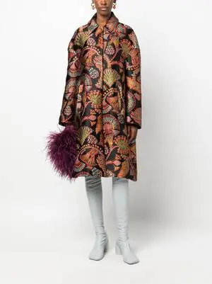 La DoubleJ Boxy Sicomore Jacquard Coat - Black