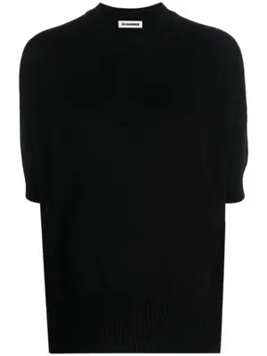 JIL SANDER Ribbed Cashmere Knitted Top - Black