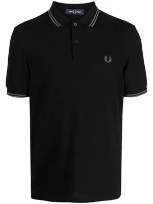 Fred Perry Contrast-trim Cotton Polo Shirt - Black