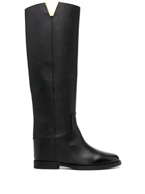 VIA ROMA 15 Leather Knee-high Boots With Gold-tone Logo Plaque