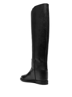 VIA ROMA 15 Leather Knee-high Boots With Gold-tone Logo Plaque