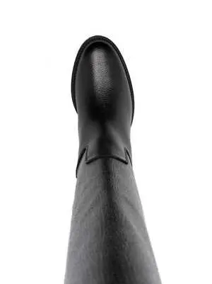 VIA ROMA 15 Leather Knee-high Boots With Gold-tone Logo Plaque
