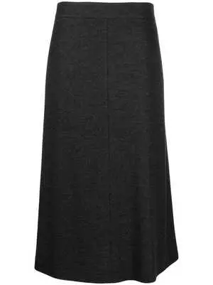 Brunello Cucinelli High-waisted Cashmere-blend Midi Skirt - Grey