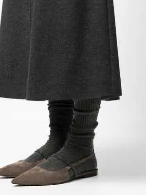 Brunello Cucinelli High-waisted Cashmere-blend Midi Skirt