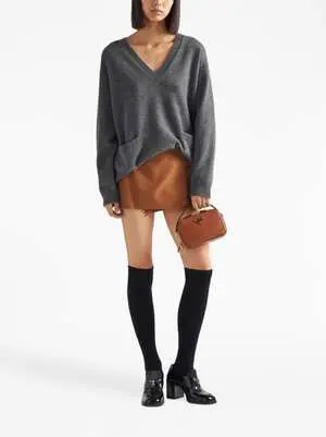Prada Wraparound Cashmere Miniskirt - Orange