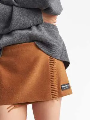 Prada Wraparound Cashmere Miniskirt - Orange