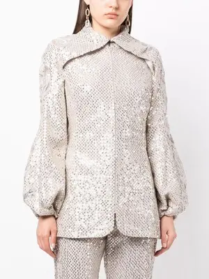 SAIID KOBEISY Sequin-embellished Jacket - Silver