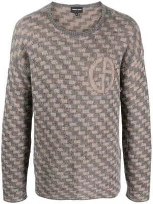 Giorgio Armani Geometric-pattern Intarsia-knit Jumper