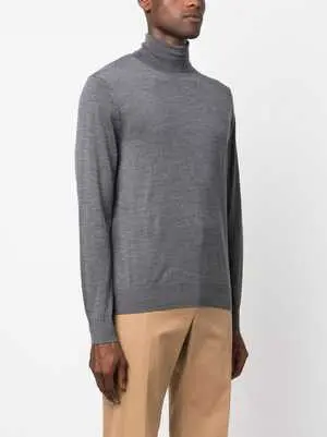 BALLANTYNE Roll-neck Fine-knit Jumper - Grey