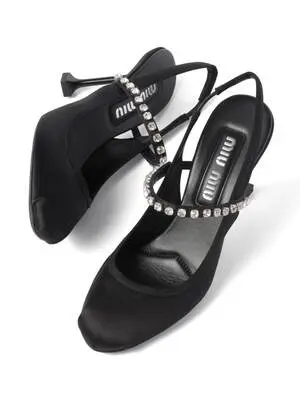 Miu Miu 85mm Crystal-embellished Satin Pumps