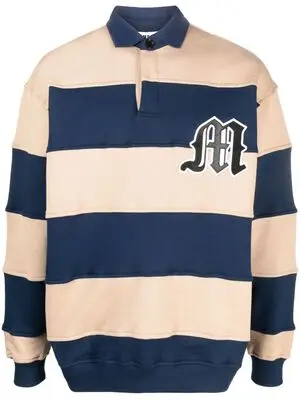 MSGM Logo-patch Striped Polo Sweatshirt