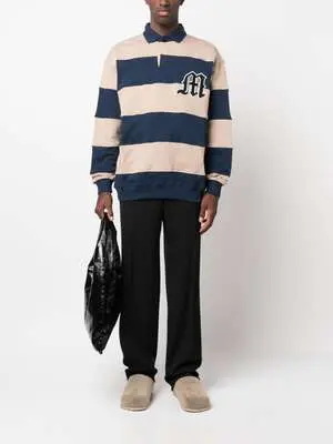 MSGM Logo-patch Striped Polo Sweatshirt