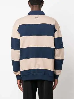 MSGM Logo-patch Striped Polo Sweatshirt