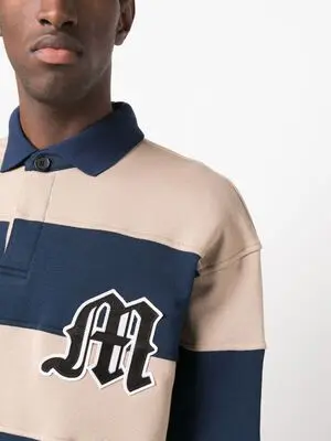 MSGM Logo-patch Striped Polo Sweatshirt