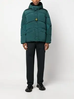 Stone Island Compass-motif Puffer Jacket - Green