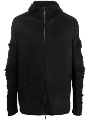 Masnada Draped Cotton Zip-up Hoodie