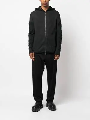 Masnada Draped Cotton Zip-up Hoodie