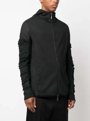 Masnada Draped Cotton Zip-up Hoodie