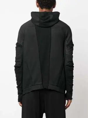 Masnada Draped Cotton Zip-up Hoodie