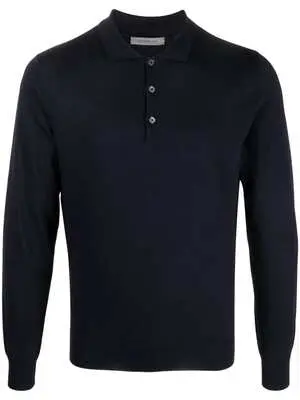Corneliani 120's Virgin Wool Polo Shirt - Blue