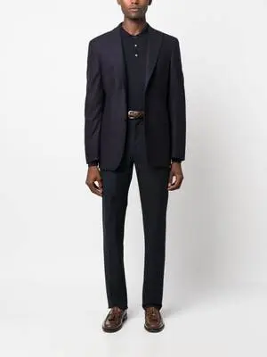 Corneliani 120's Virgin Wool Polo Shirt - Blue