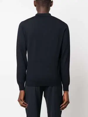 Corneliani 120's Virgin Wool Polo Shirt - Blue