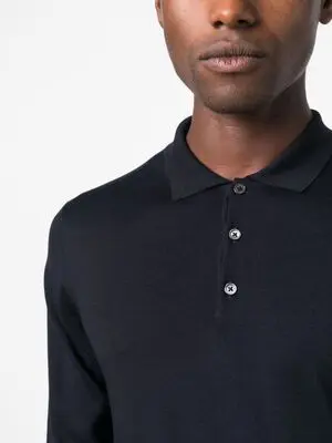 Corneliani 120's Virgin Wool Polo Shirt - Blue