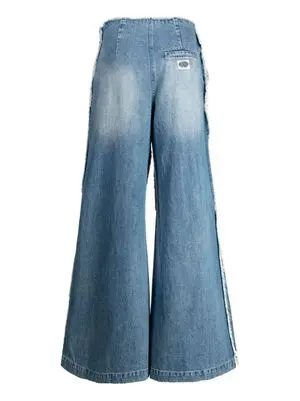 GROUND ZERO Stonewashed Raw-cut Flared Jeans