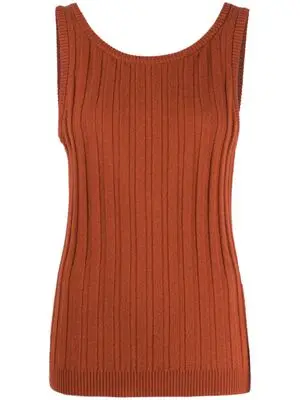 Cashmere In Love Mara Ribbed-knit Tank Top - Brown