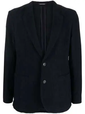 Emporio Armani Plaid-check Texture Single-breasted Blazer - Blue