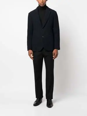 Emporio Armani Plaid-check Texture Single-breasted Blazer - Blue