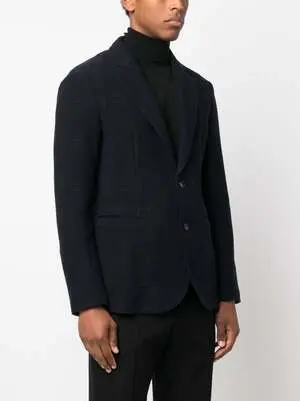 Emporio Armani Plaid-check Texture Single-breasted Blazer - Blue