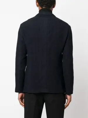 Emporio Armani Plaid-check Texture Single-breasted Blazer - Blue