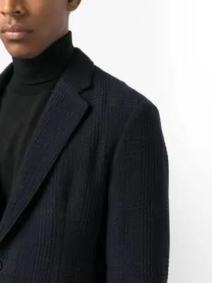 Emporio Armani Plaid-check Texture Single-breasted Blazer - Blue