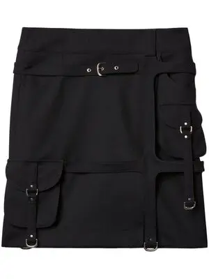 Off-White Virgin Wool Blend Cargo Skirt - Black