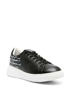 Emporio Armani Calligraphy-print Leather Sneakers