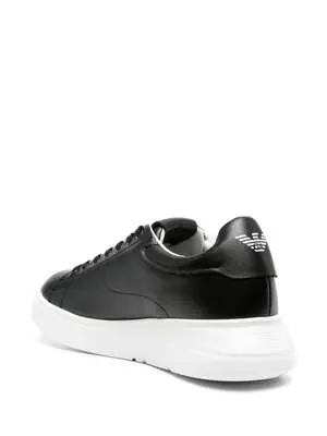 Emporio Armani Calligraphy-print Leather Sneakers