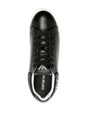 Emporio Armani Calligraphy-print Leather Sneakers