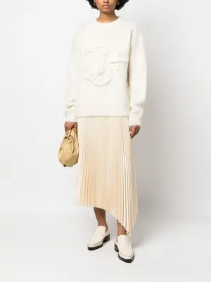 JIL SANDER Logo-embroidered Chunky-knit Jumper - White