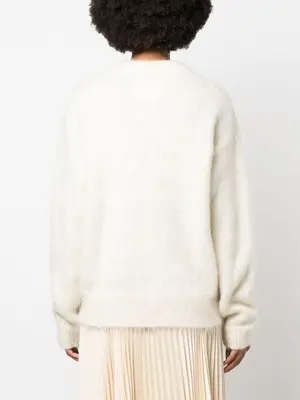 JIL SANDER Logo-embroidered Chunky-knit Jumper - White