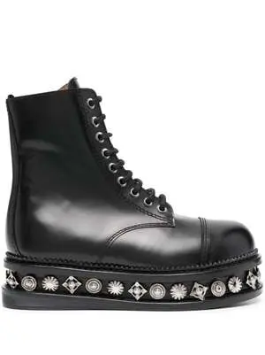 Toga Stud-embellished Leather Boots - Black