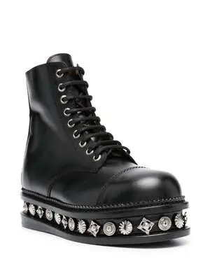 Toga Stud-embellished Leather Boots - Black