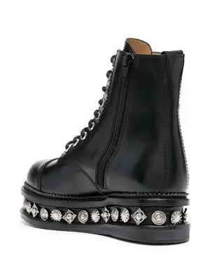 Toga Stud-embellished Leather Boots - Black