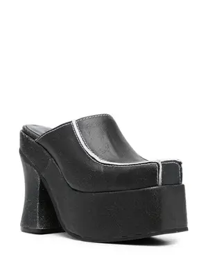 Eckhaus Latta 140mm Cracked-leather Platform Mules