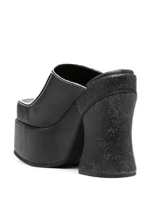 Eckhaus Latta 140mm Cracked-leather Platform Mules