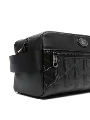 Lacoste Monogram Debossed Leather Crossbody Bag